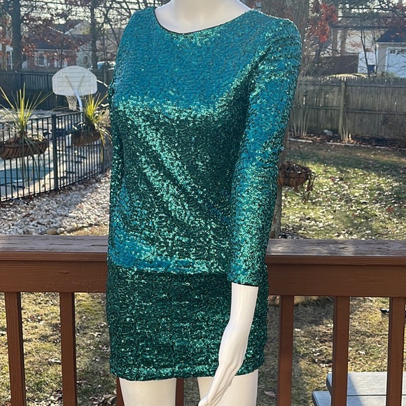 Divided | Dresses | Sequin Turquoise Mini Dress By Divided Scoop Front ...